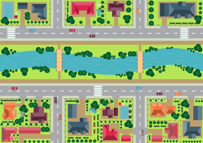 City map top view Royalty Free Vector Image - VectorStock