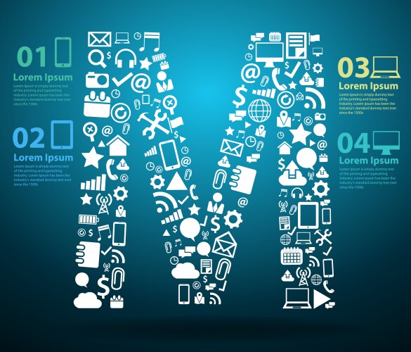 Volume icons alphabet m Royalty Free Vector Image