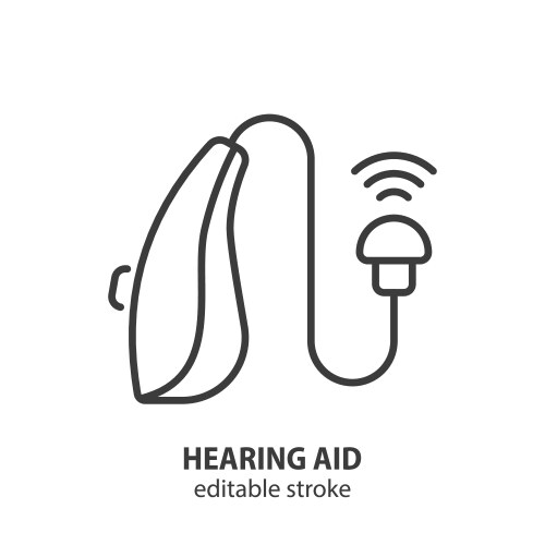 Hearing aid line icon ear symbol editable Vector Image