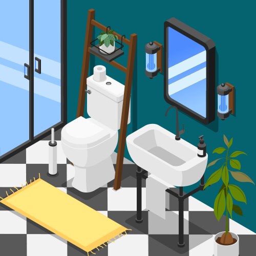 Bathroom interior room with furniture Royalty Free Vector