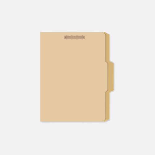 Closed tabbed file folders with interior fastener Vector Image