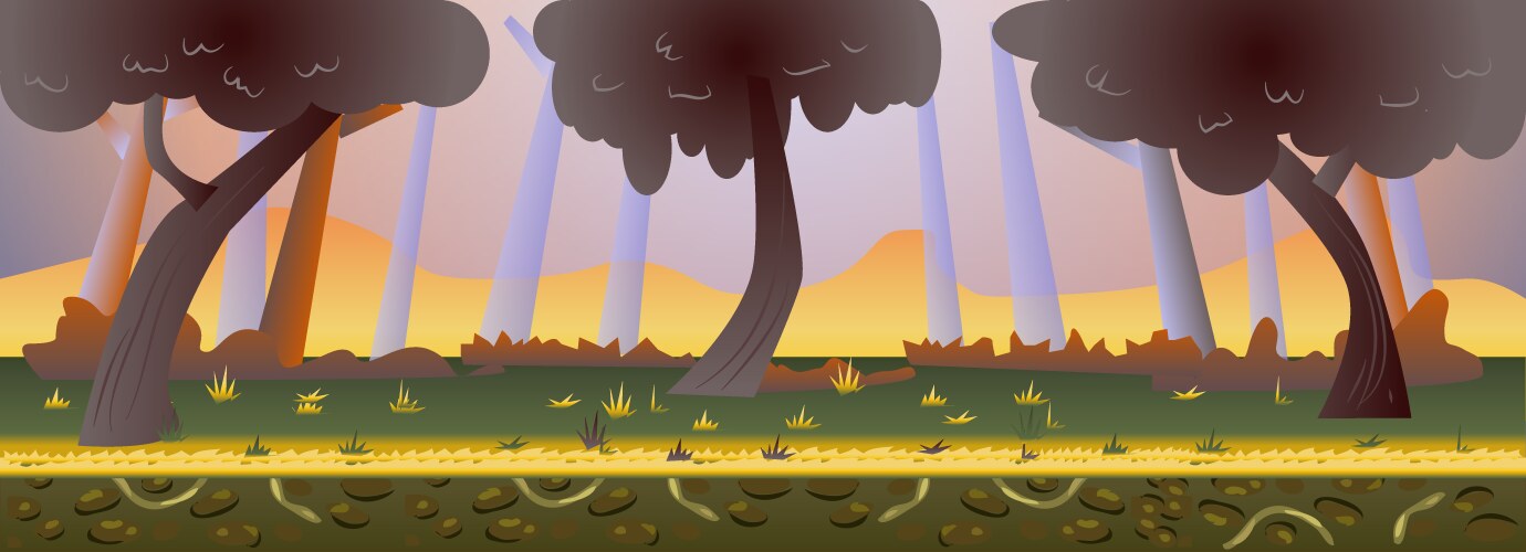 Forest game background and environment Royalty Free Vector