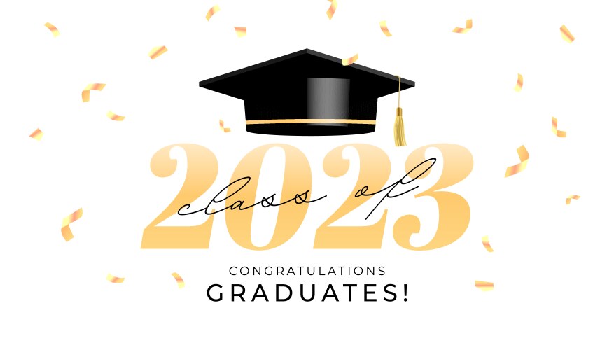 Class of 2023 graduate congrats emblem circle Vector Image