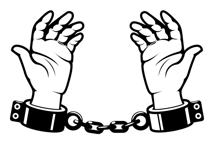 Hands in Shackles - Prison Theme Royalty Free Vector Image