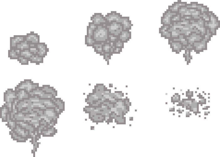 Pixel art smoke animation frames for game design Vector Image