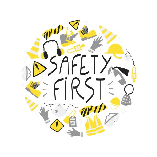 Safety first handwritten phrase with female Vector Image