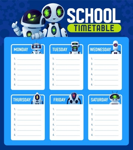 School timetable weekly lesson schedule template Vector Image