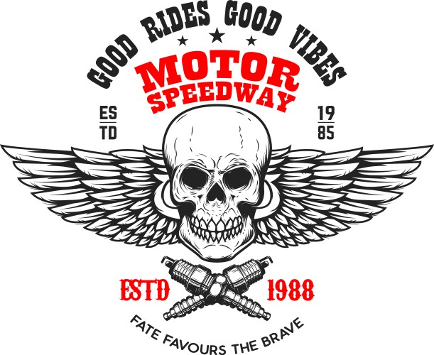 Custom motorcycles poster template with winged Vector Image