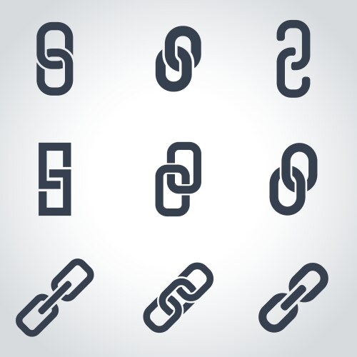 Metal chain parts icons set on white background Vector Image
