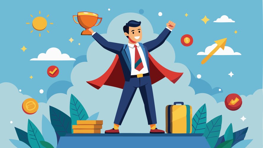 Superhero Businessman Navigating Maze Challenge Vector Image