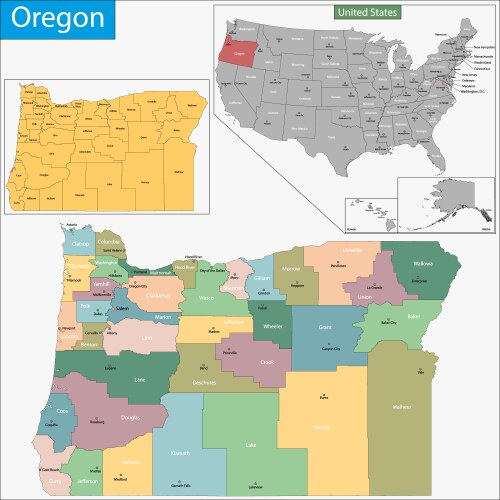 Map of portland oregon with districts Royalty Free Vector