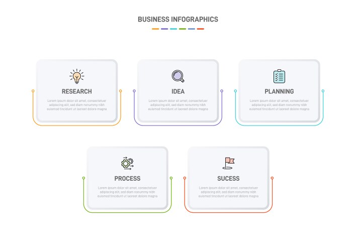 5 clean infographic design shaped elements Vector Image