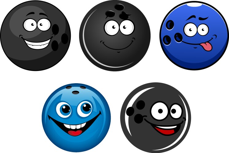 Cartoon bowling balls characters Royalty Free Vector Image