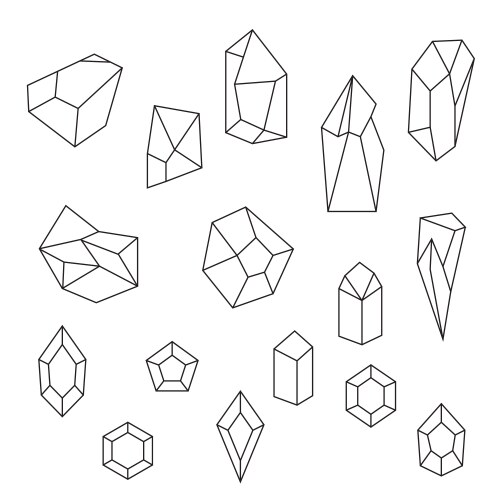 Diamond gem jewel gemstone line icon set Vector Image