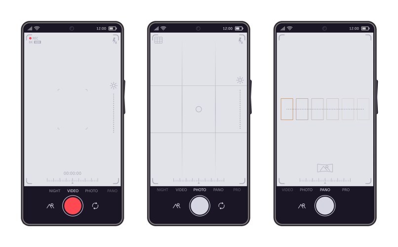 Ui ux design camera app for mobile shooting modes Vector Image