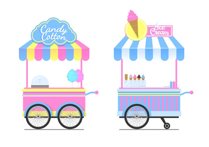 Sticker template with ice cream cart isolated Vector Image