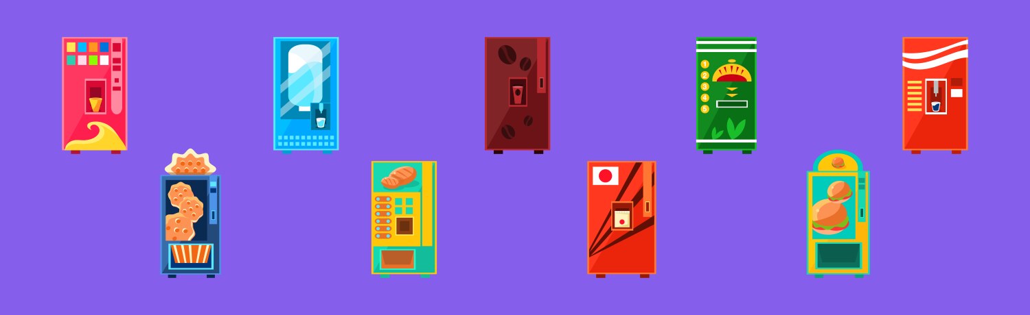 Colorful vending machine sell different item Vector Image