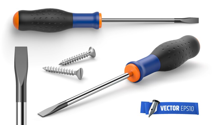 Realistic screwdriver Royalty Free Vector Image