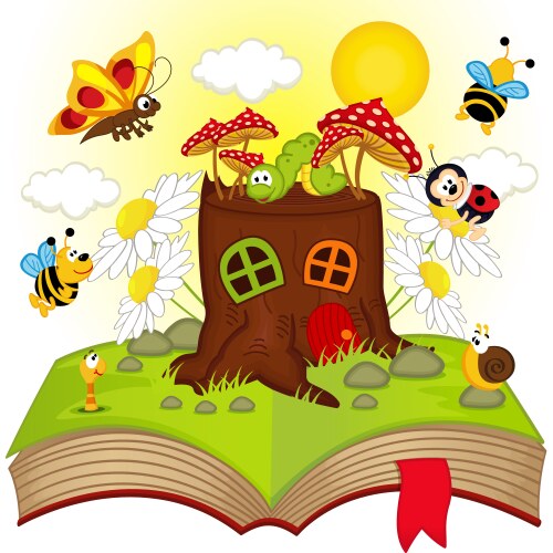 Open book with islamic mosque in the park Vector Image