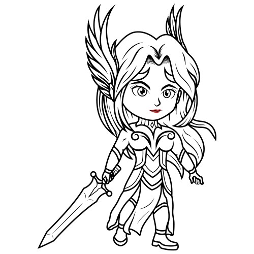Ares chibi mascot line art Royalty Free Vector Image