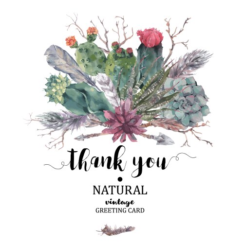 Floral spring thank you pink flowers card Vector Image