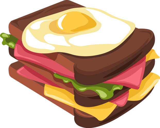 Cartoon Breakfast Sandwich with Fried Egg – Royalty-Free Vector ...