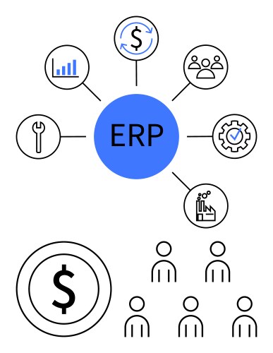 Erp system components and purchase option Vector Image