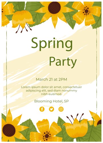 Spring party poster template Royalty Free Vector Image