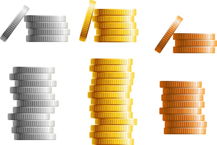 Stack of Silver Coins Vector Images (over 24,000)