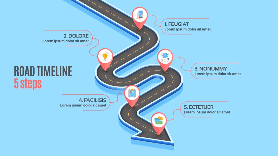 5 steps timeline infographic template with arrows Vector Image