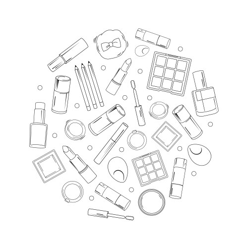 Square frame with hand drawn black outline makeup Vector Image