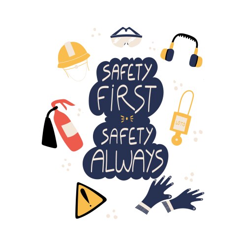 Safety first handwritten phrase with female Vector Image