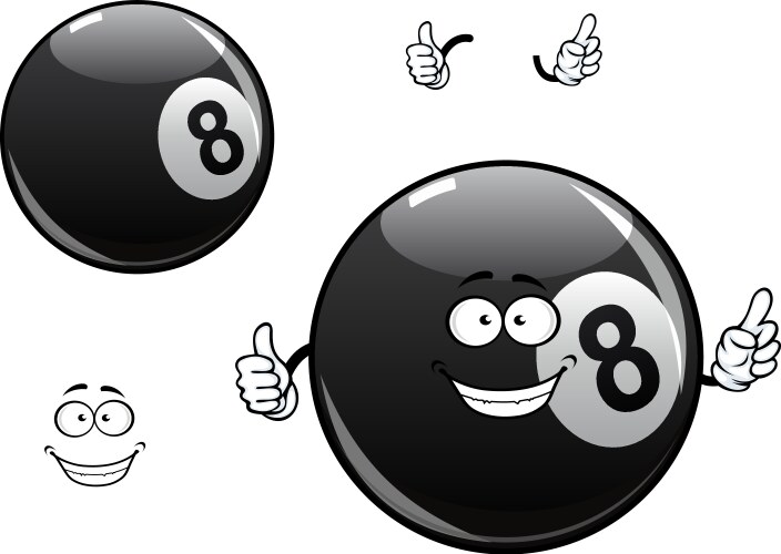Pool 8 ball billiard wing crown boom Royalty Free Vector