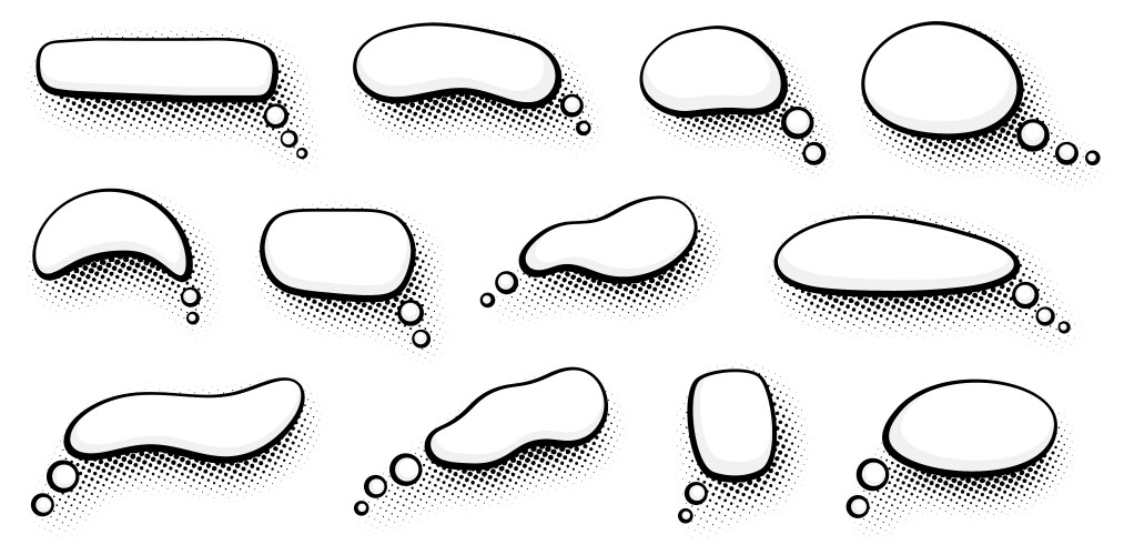 Set of comic style thought bubbles with halftone Vector Image