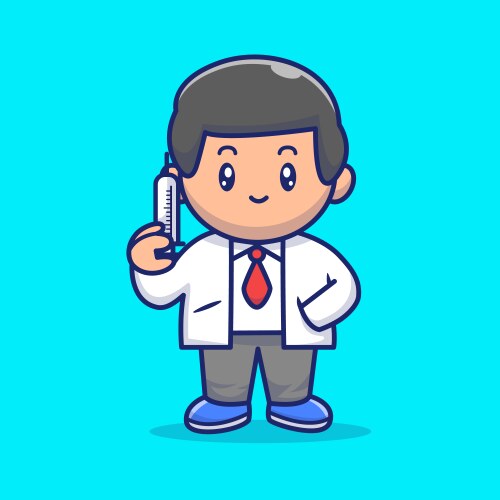 Cute doctor save world cartoon Royalty Free Vector Image