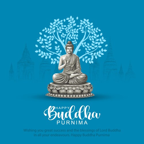Happy vesak day buddha purnima wishes greetings Vector Image