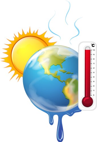 Global warming cartoon style with planet earth Vector Image