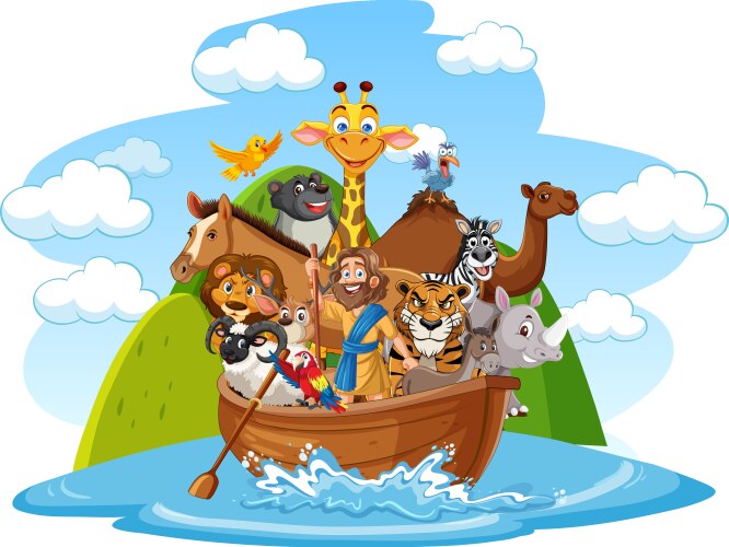 Various animals together on a boat Royalty Free Vector Image