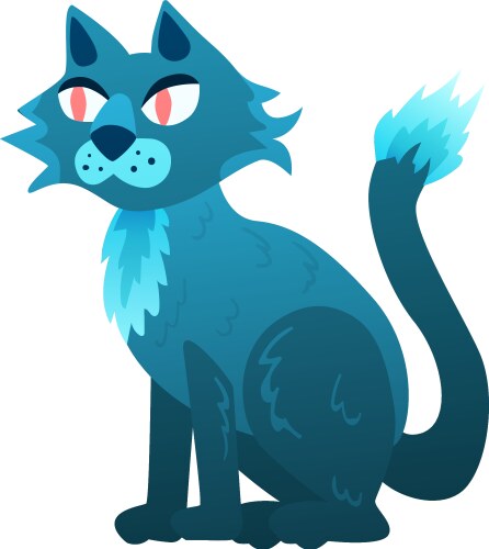 Blue cat character cartoon Royalty Free Vector Image