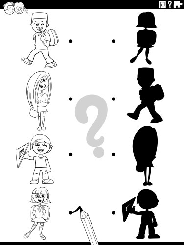 Educational shadow game with kids and toys Vector Image