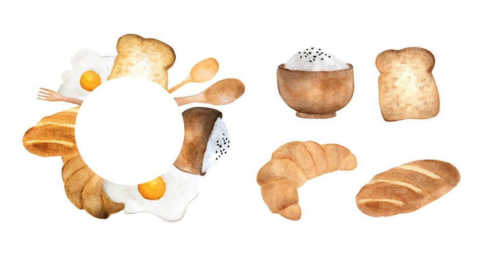 Watercolor breakfast Vector Images & Graphics for Commercial Use ...