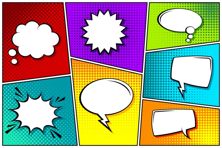Cartoon comic backgrounds set speech bubble Vector Image