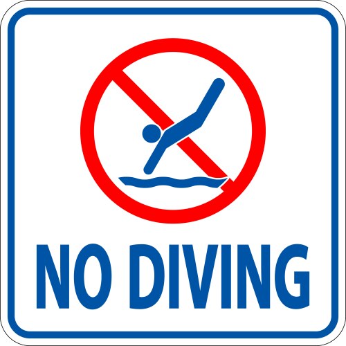 Do not dive pool safety sign no diving Royalty Free Vector