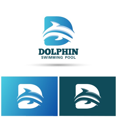 Dolphin swimming pool sign template Royalty Free Vector