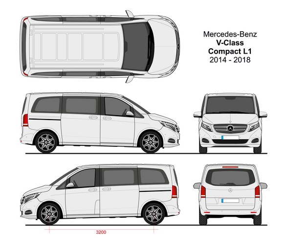 Mercedes v-class avantgarde compact l1 2014-2018 Vector Image