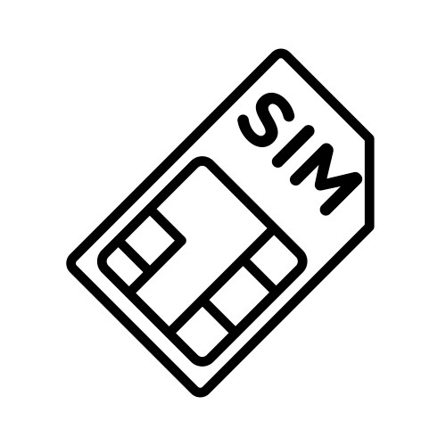 Sim card icon black and white outline sign Vector Image