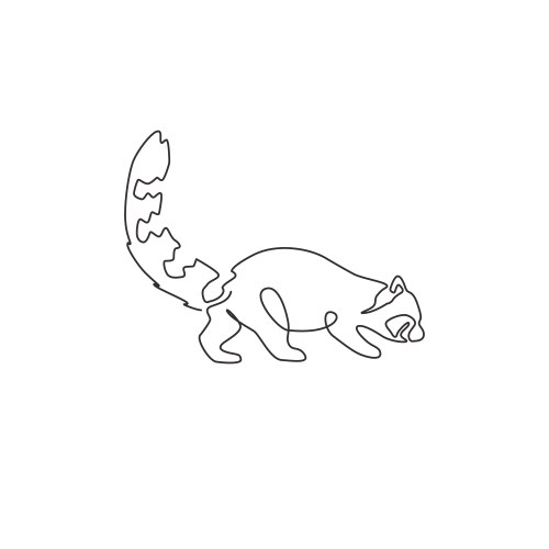 One single line drawing of funny red panda Vector Image