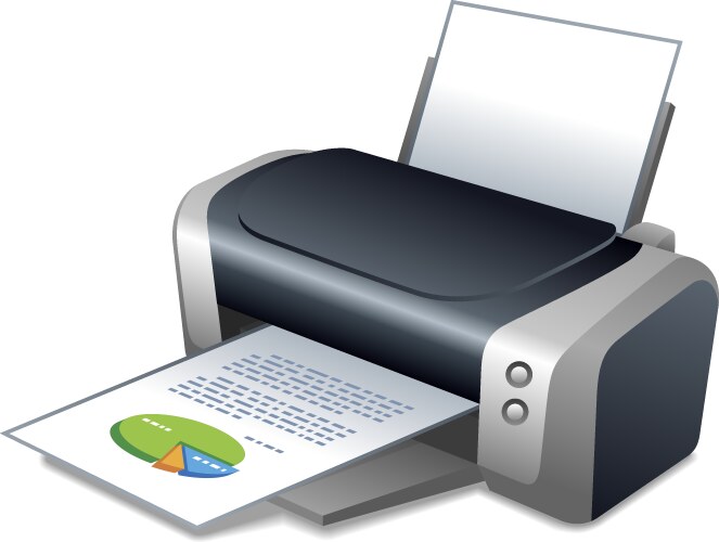 Computer desktop with printer Royalty Free Vector Image