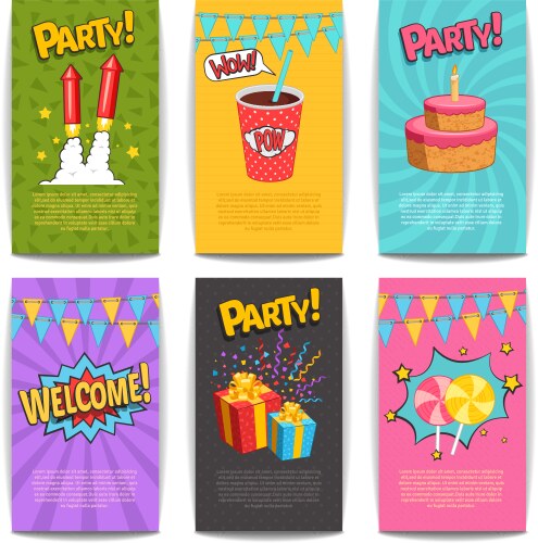 Party comic posters Royalty Free Vector Image - VectorStock