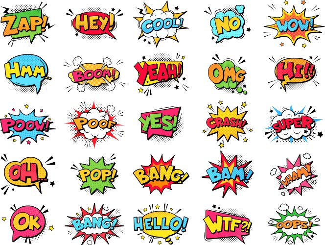 Exclamation texting comic signs on speech bubbles Vector Image
